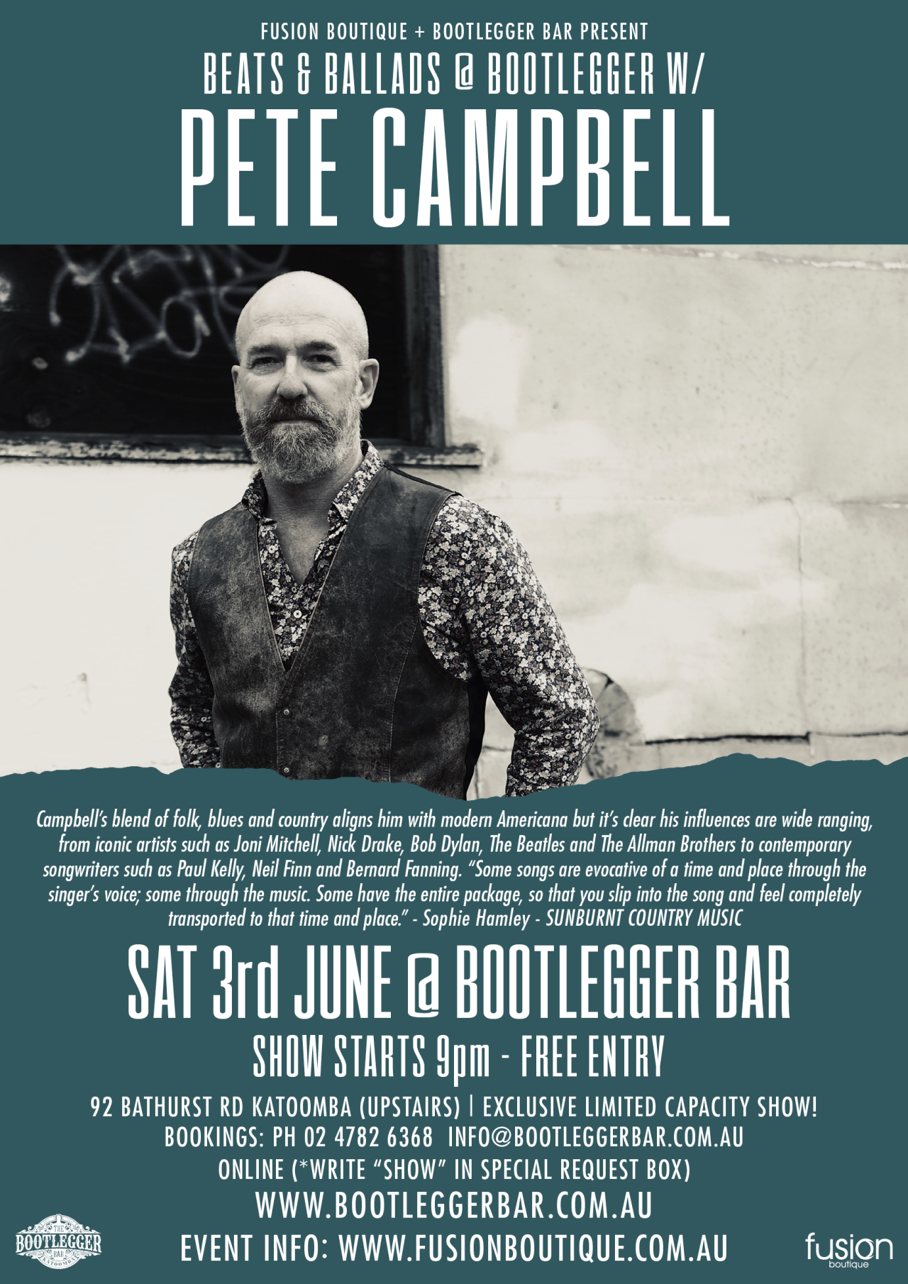 'BEATS & BALLADS' @ BOOTLEGGER – PETE CAMPBELL at The Bootlegger Bar, Katoomba | The Folk ...