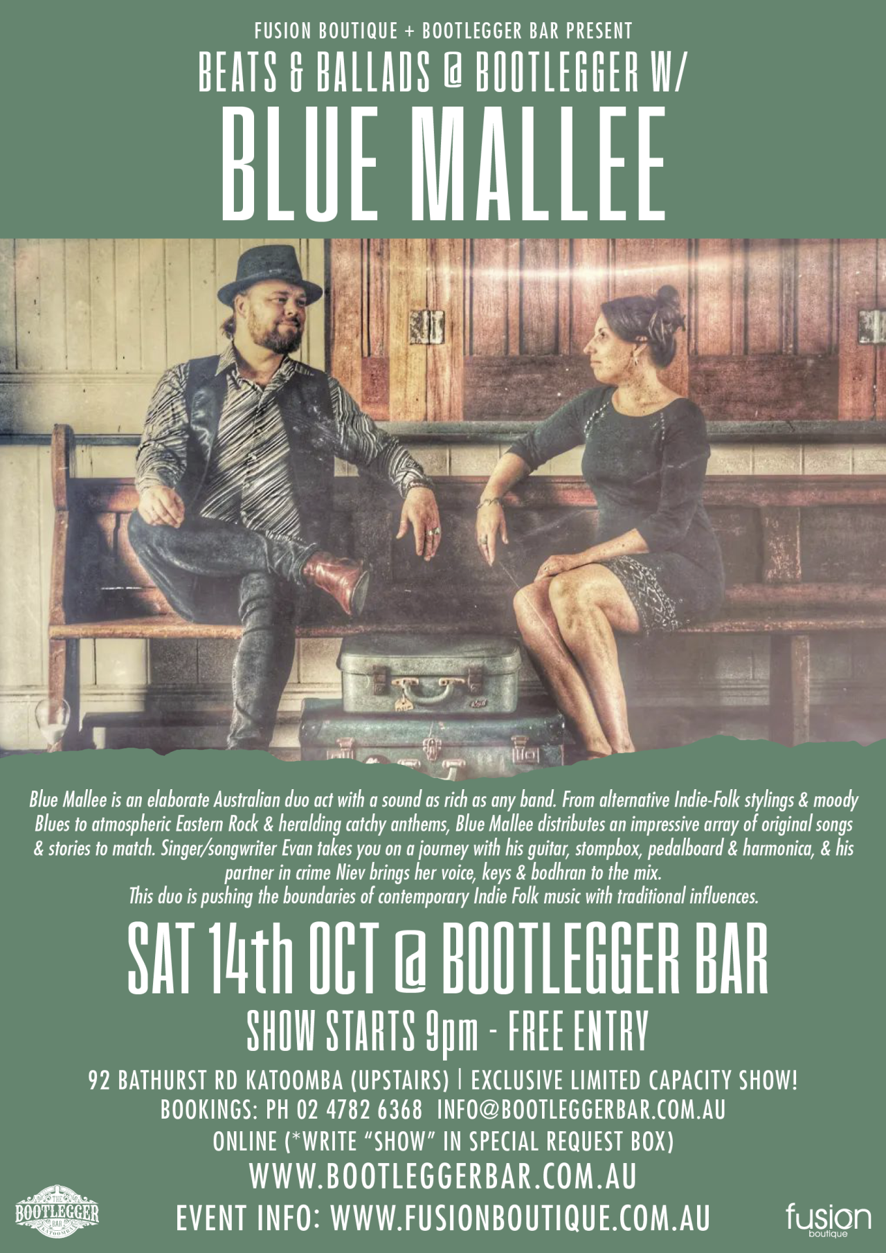 BEATS & BALLADS @ BOOTLEGGER – BLUE MALLEE (DUO) at The Bootlegger Bar ...